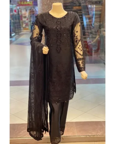 Ready Made Black Net Suit - Style Us